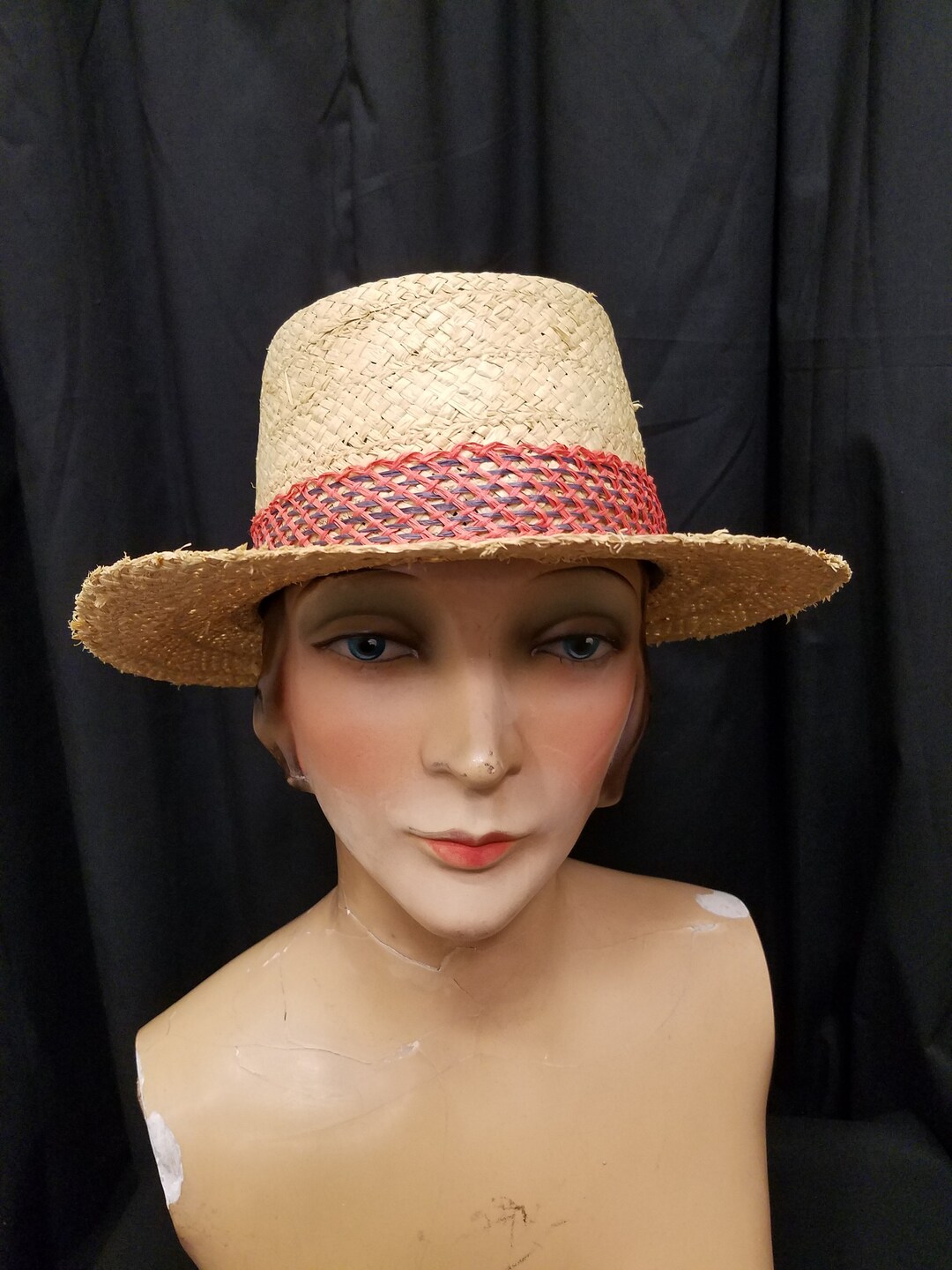 Vintage 1950's Italian Womens Soft Raffia Straw Hat Size 7! Molto Bene ...