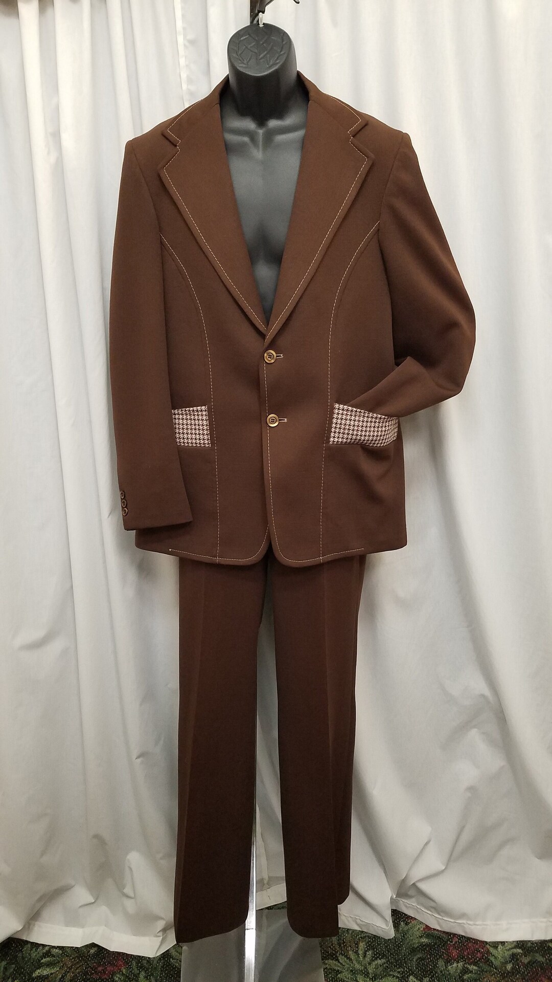 Vintage 1970s Brown Rancher Polyester Western Stylized Disco 2 Piece ...