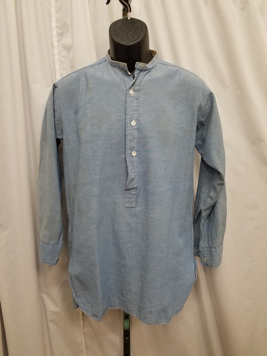 Vintage 1940’s Flour Cite Label Chambray Work Sanforized Shirt, 40s ...