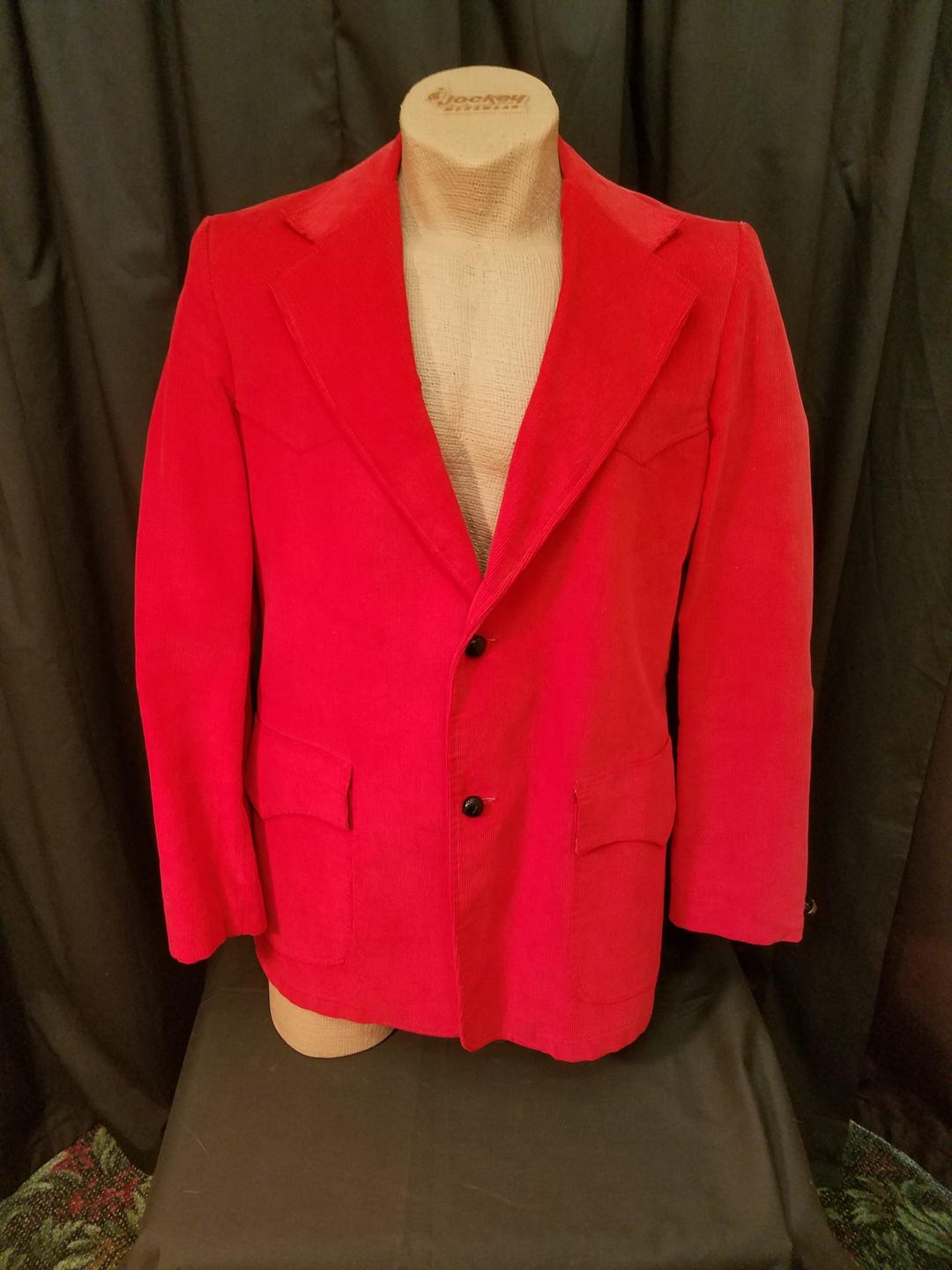 Vtg 1970s Cresco Bright Red Corduroy Ranchwear Western Apparel Vented ...