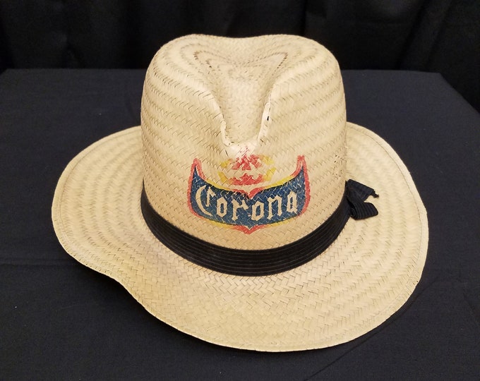 Vintage 1960's Corona Beer Straw Beach Hat - Beer Advertising - Mexican ...