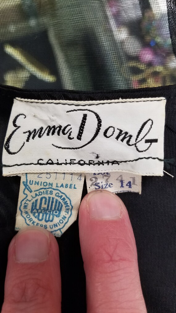 Gorgeous Vtg 1950's Emma Domb California Satiny Black… - Gem