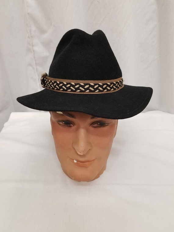 Vintage 1960's Fabini New York Black 100% Wool Fedora… - Gem