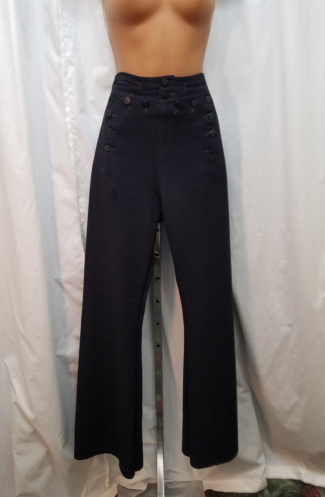 28 Waist 1990s Louis Miller US Navy Wool Sailor Pants / Navy Blue 13 ...