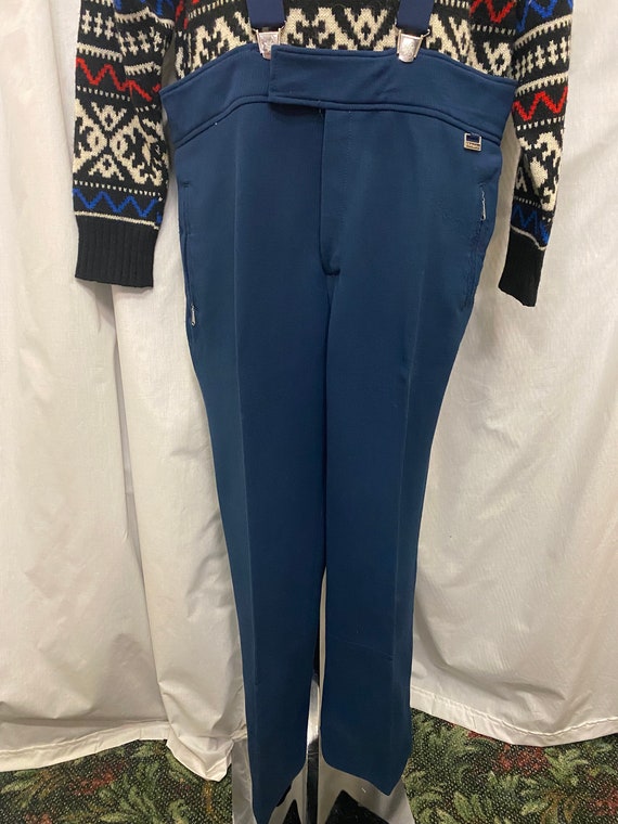 Vintage 1960s Edelweiss Navy Blue, Ribbed Ski Stirrup… - Gem