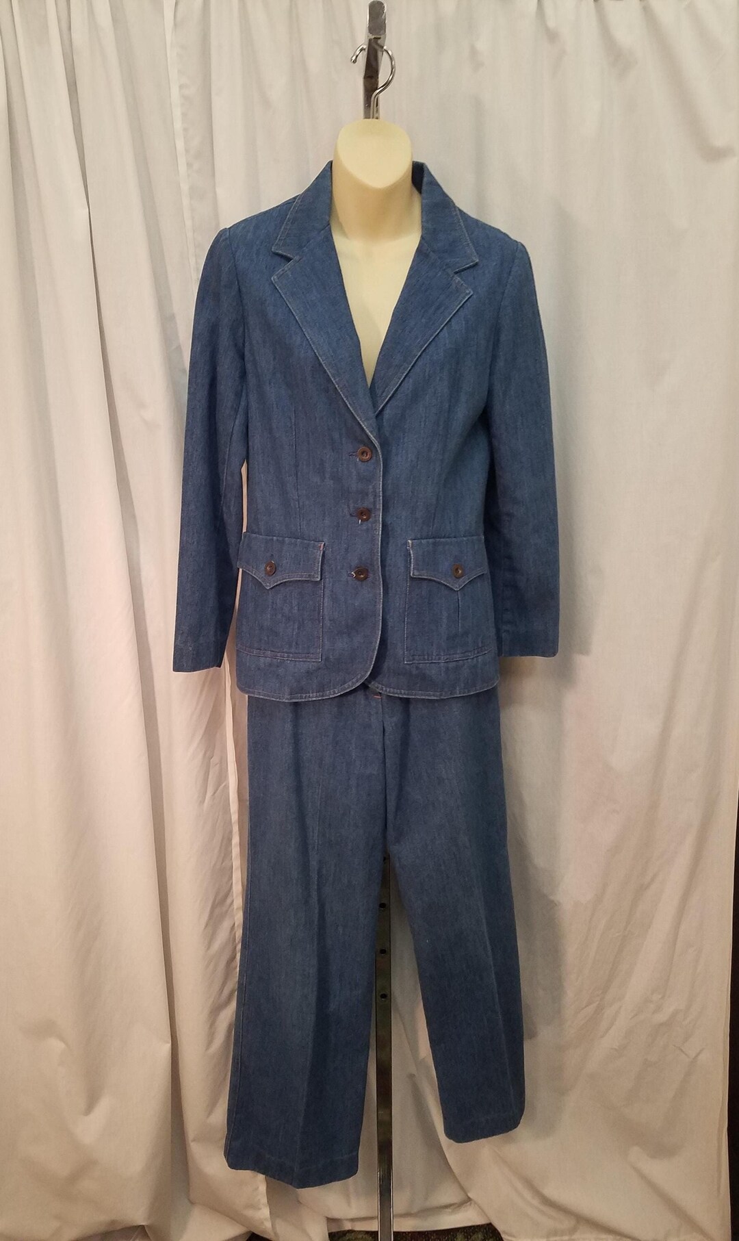 Super Cute Vintage 70s Koret City Blues 2 Piece Denim Blue Suit ...