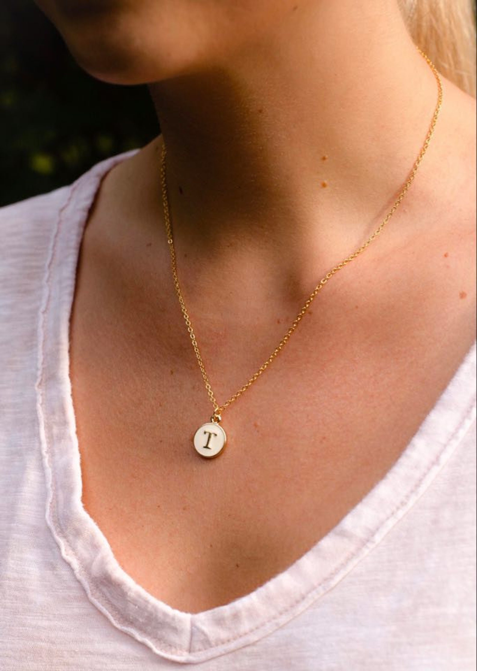 T Initial Necklace - Etsy