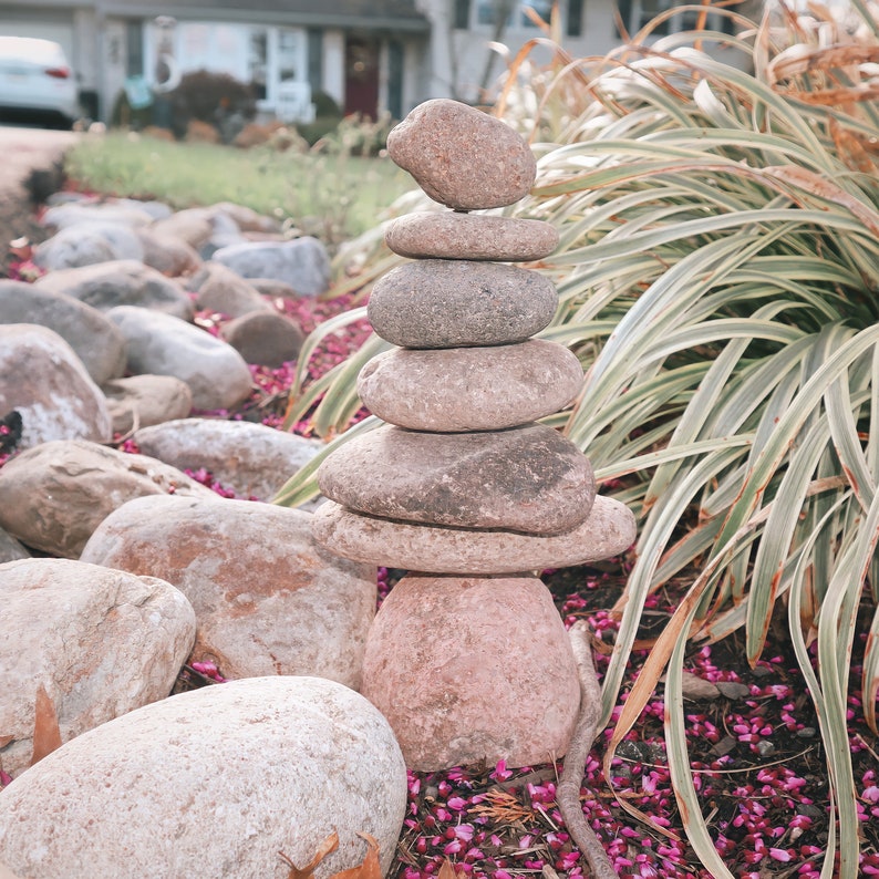 7-stone Cairn Garden Statue Stone Statues Garden Art - Etsy