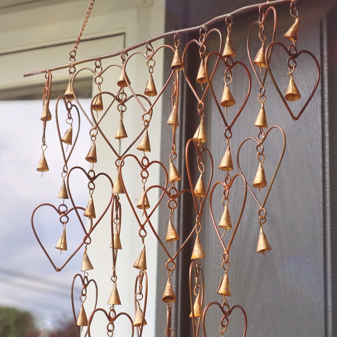 Shimmering Hearts & Bells Wind Chimes, Giftful-decorer, Gift-for ...