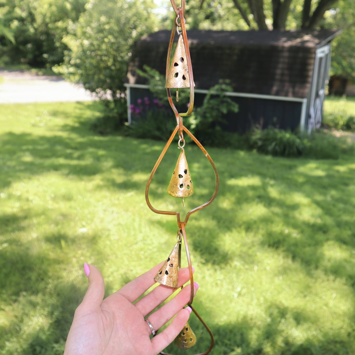 Aspen With Bell Rain Chain Garden Rain Chain Yard Art Decor - Etsy