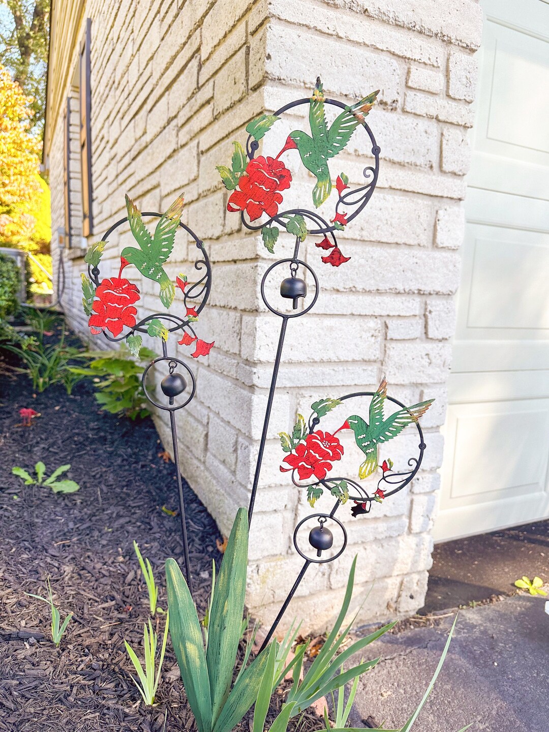 Triple Hummingbird and Lily Multicolor Stake - Happy Gardens | Garden ...