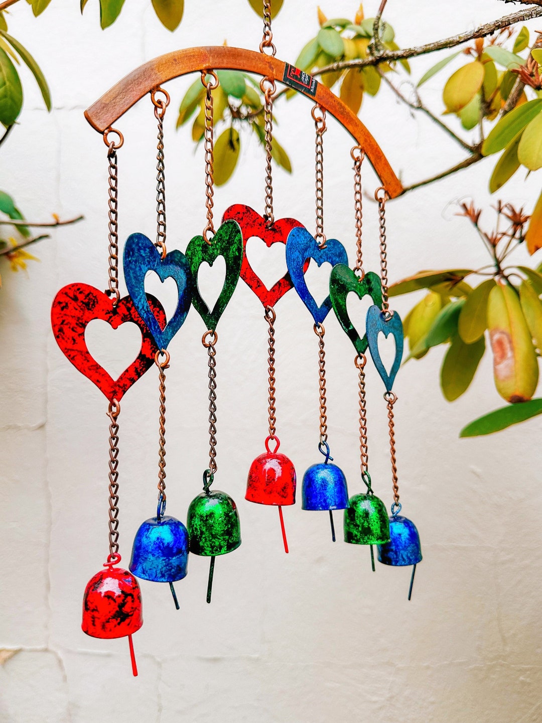 Multicolor Hearts on Arch Wind Chime Gifts for Mom Garden Decor Yard ...