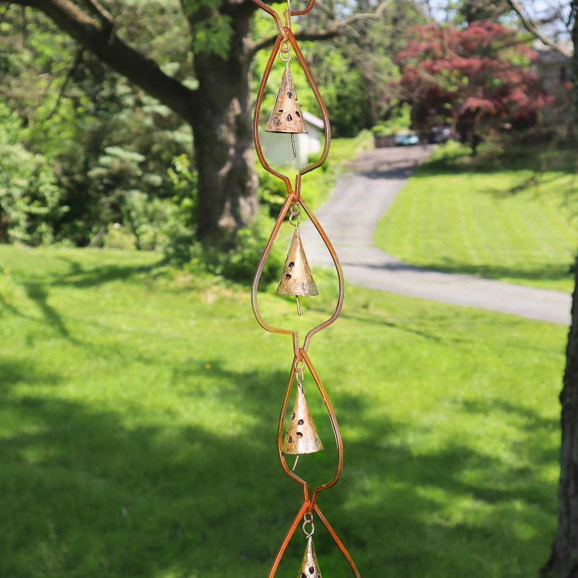 Aspen With Bell Rain Chain Garden Rain Chain Yard Art Decor - Etsy