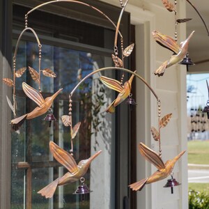Hanging Hummingbirds Mobile | Garden Bird Decor | Handcrafted Metal ...