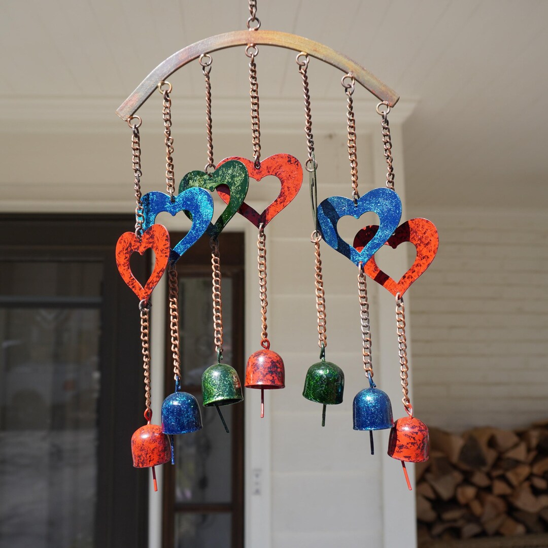 Color Hearts on Arch Wind Chime | Outdoors Decorer | Artful Wind Chime ...