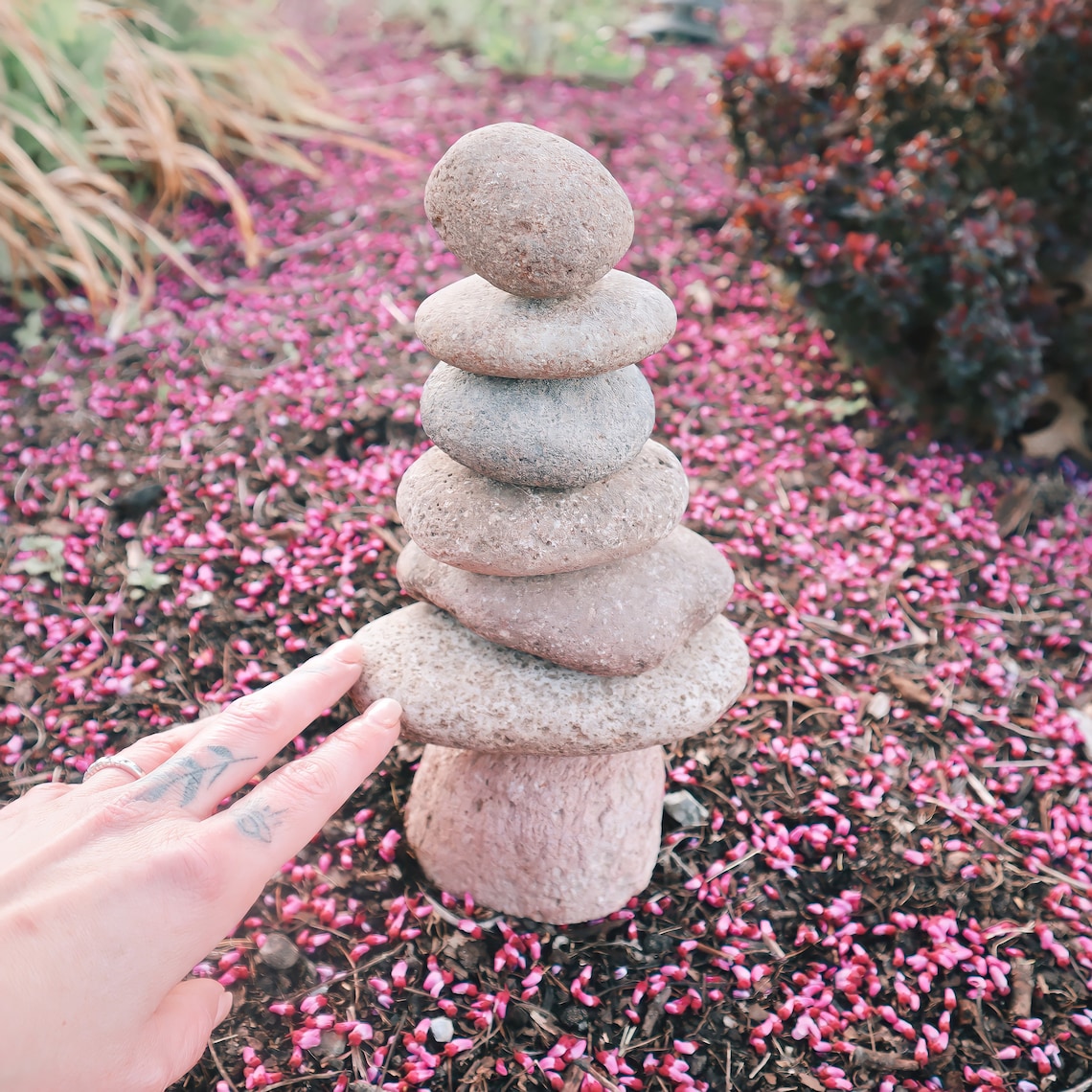 7-stone Cairn Garden Statue Stone Statues Garden Art - Etsy