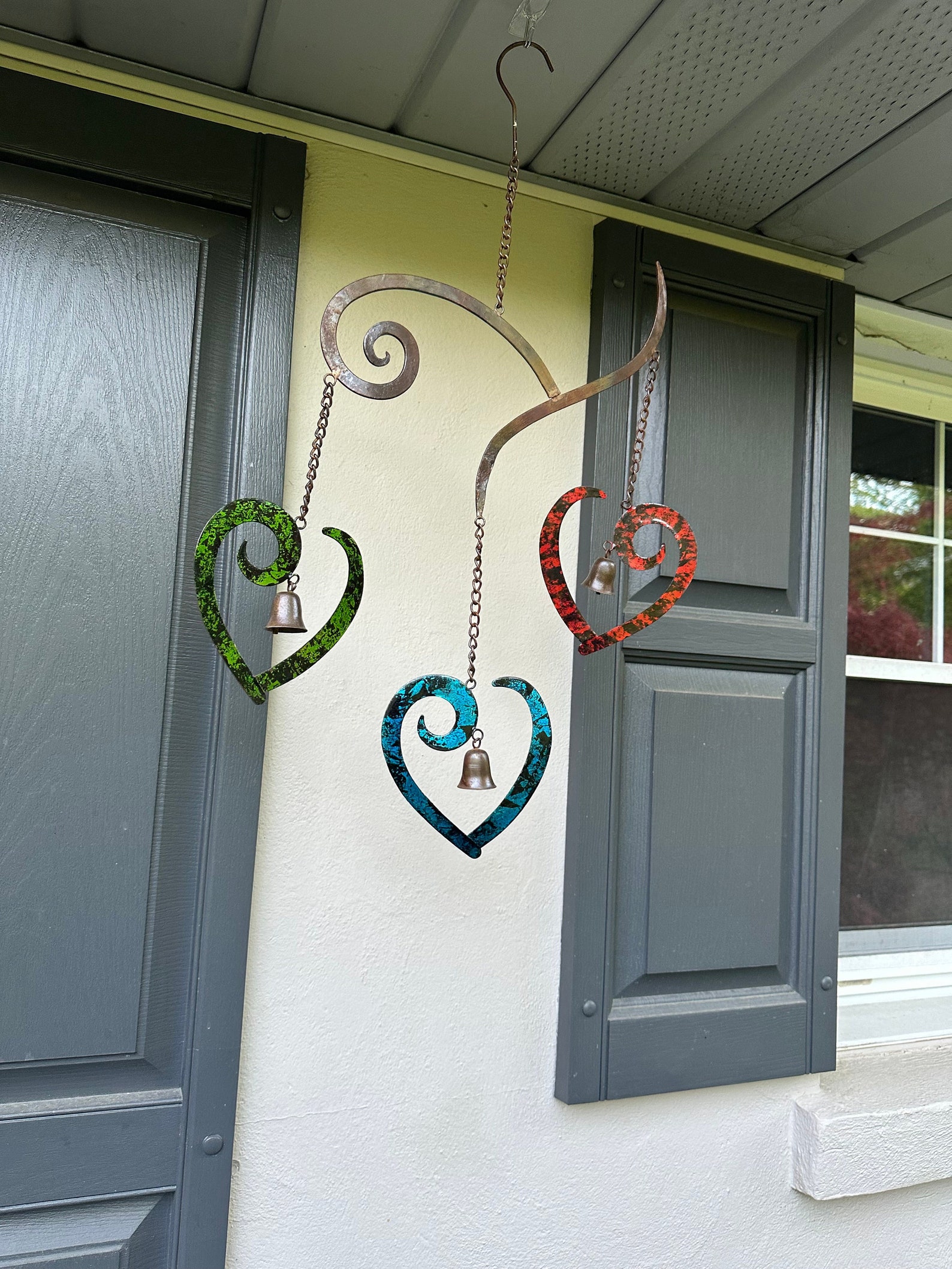 Scroll Hearts Multicolor Wind Chime Wind Chimes Gifts for Mom Patio Art ...