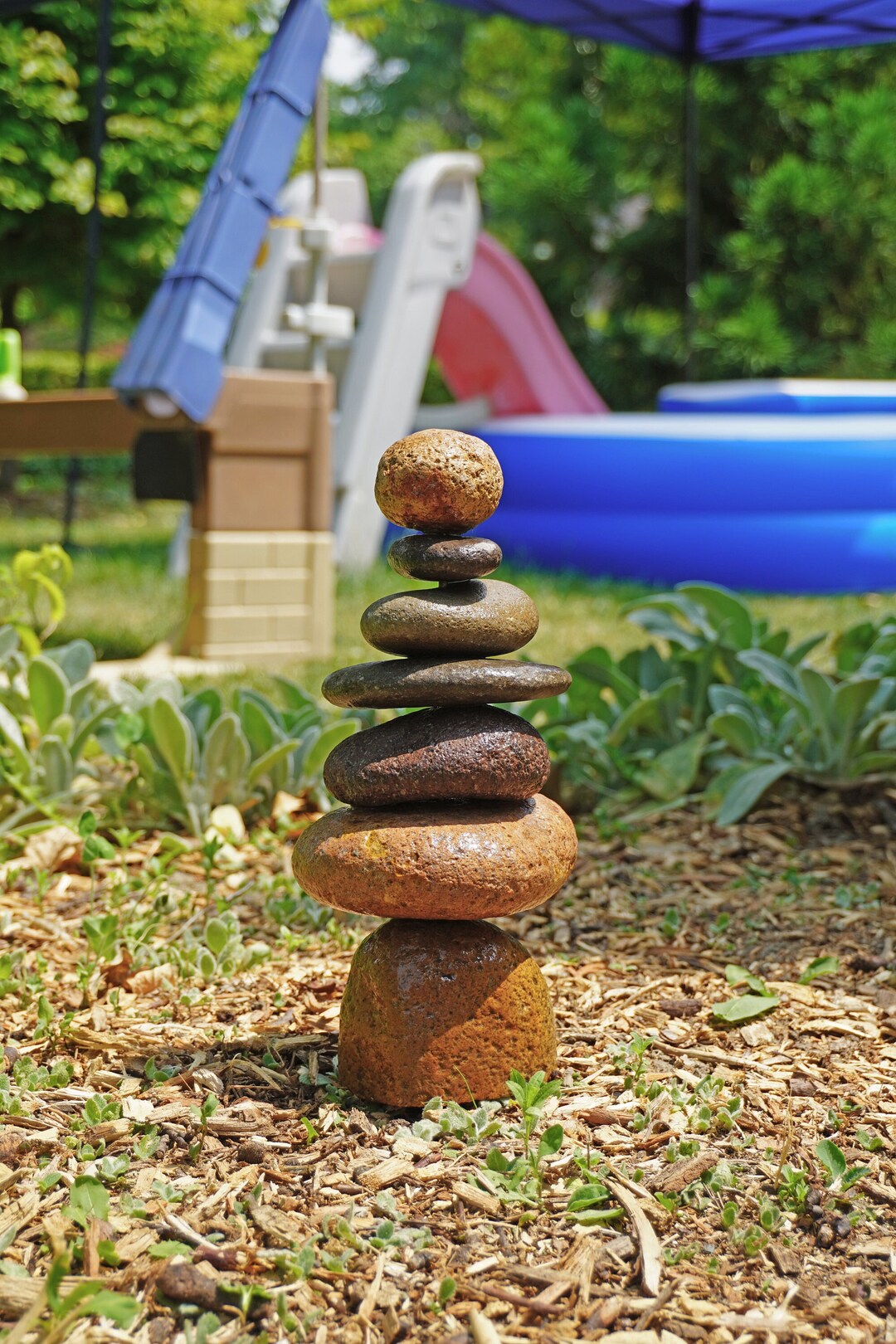 7-stone Cairn Garden Statue Stone Statues Garden Art Outdoor Decor Zen ...