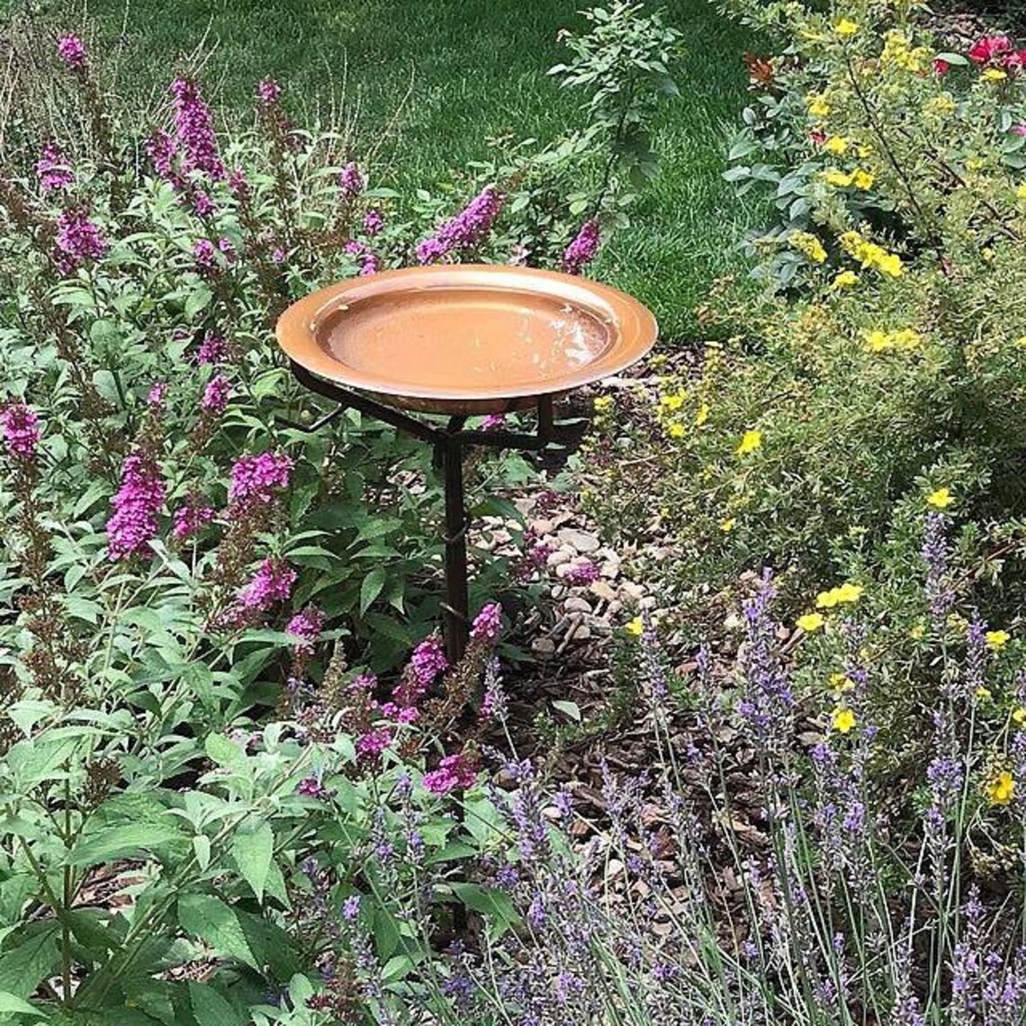 Solid Copper Bird Bath With Twig Base Staked Happy Gardens - Etsy