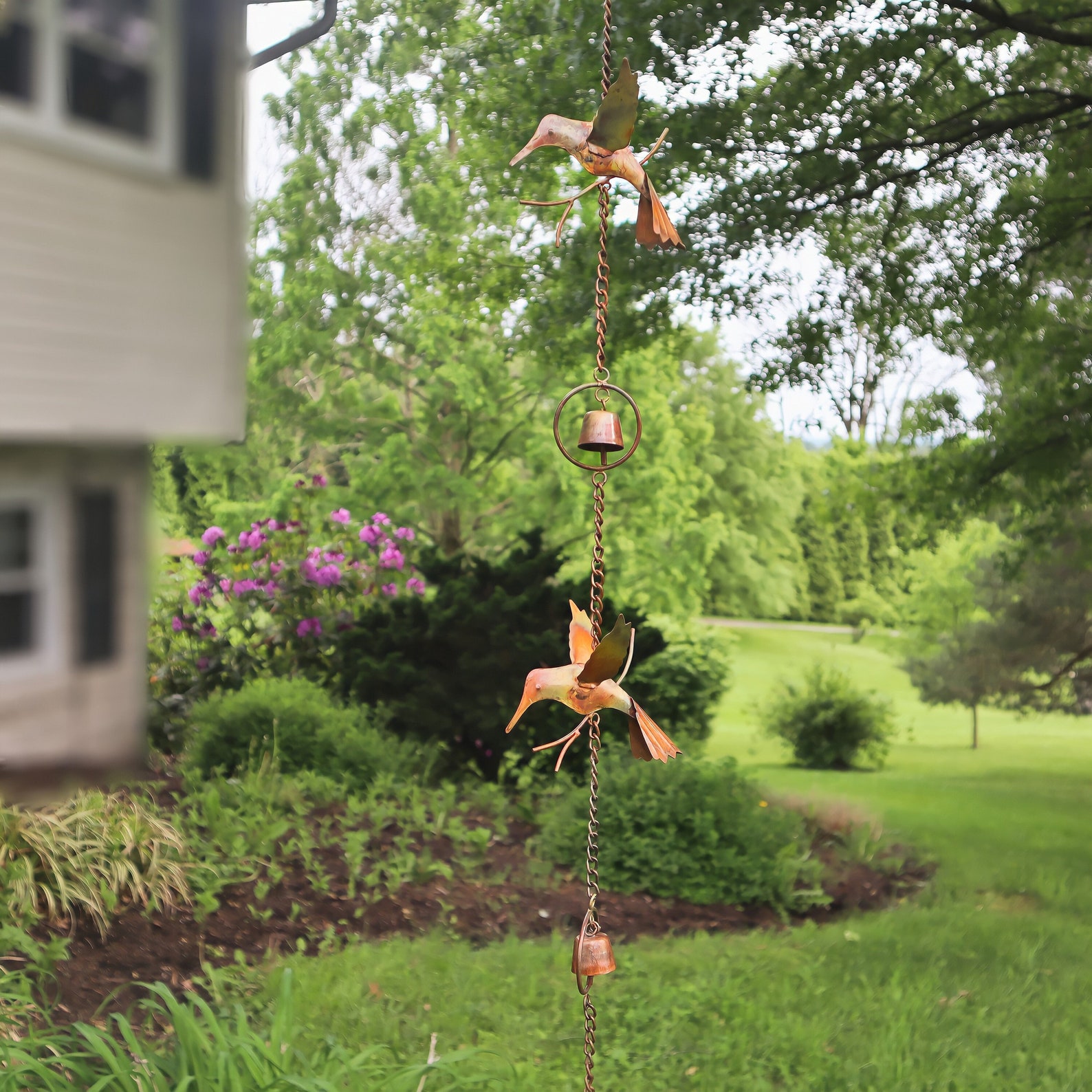 Hummingbirds and Bells Rain Chain | Gifts for Mom | Garden Decor | Yard ...