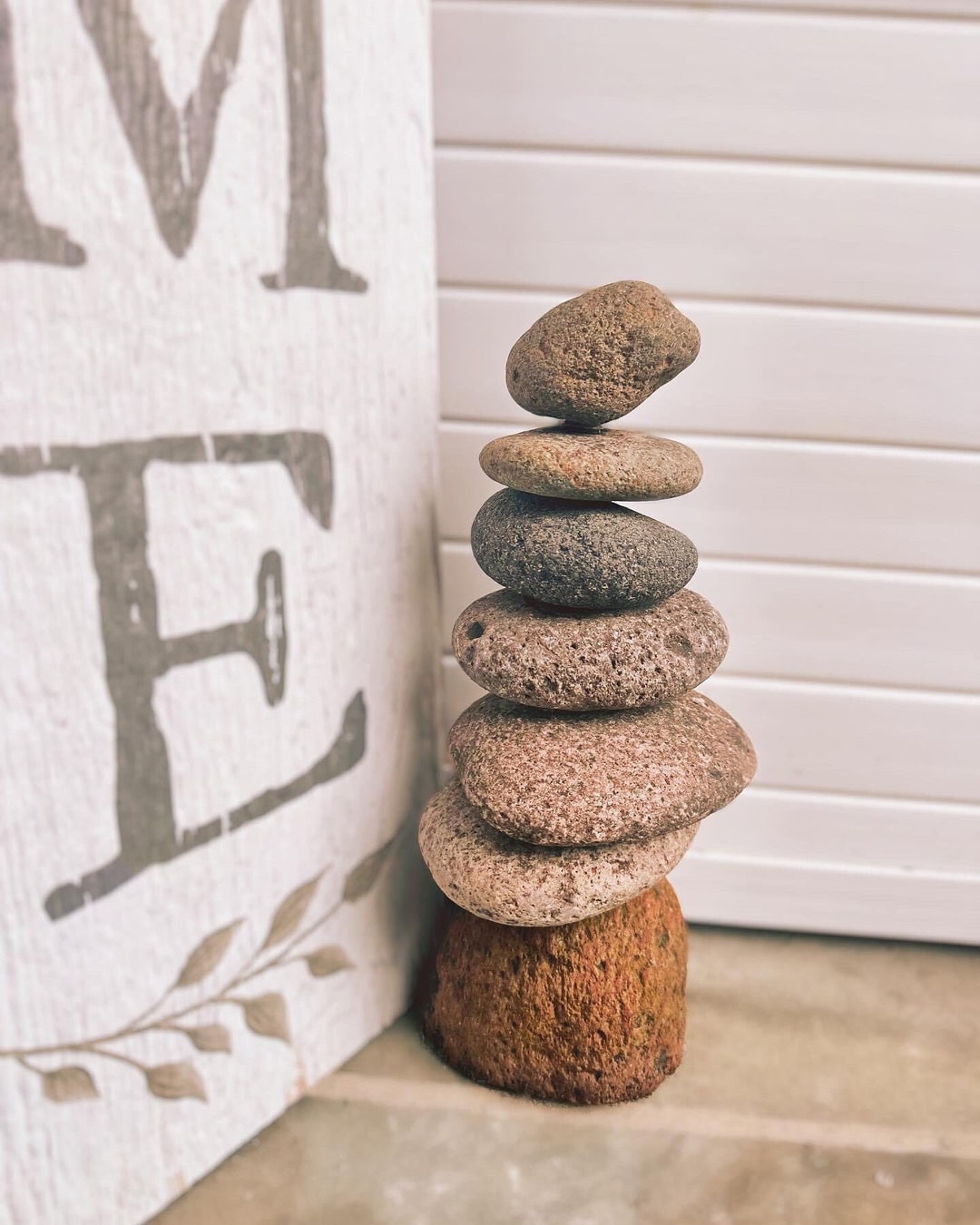 7-stone Cairn Garden Statue Stone Statues Garden Art Outdoor Decor Zen ...