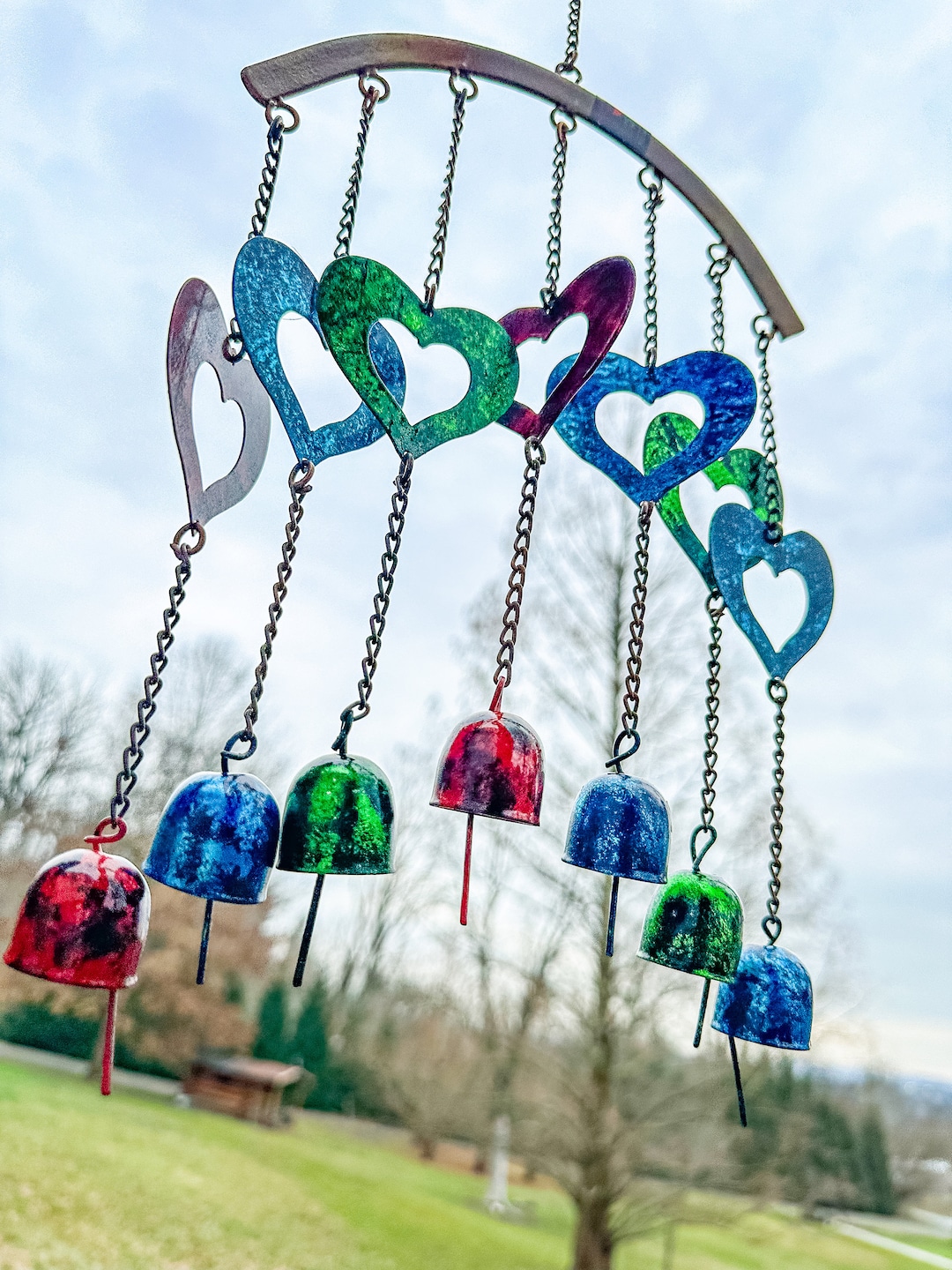 Multicolor Hearts on Arch Wind Chime Gifts for Mom Garden Decor Yard ...