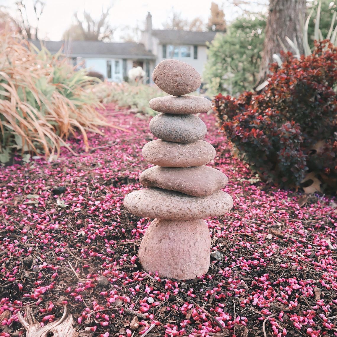 7-stone Cairn Garden Statue Stone Statues Garden Art - Etsy