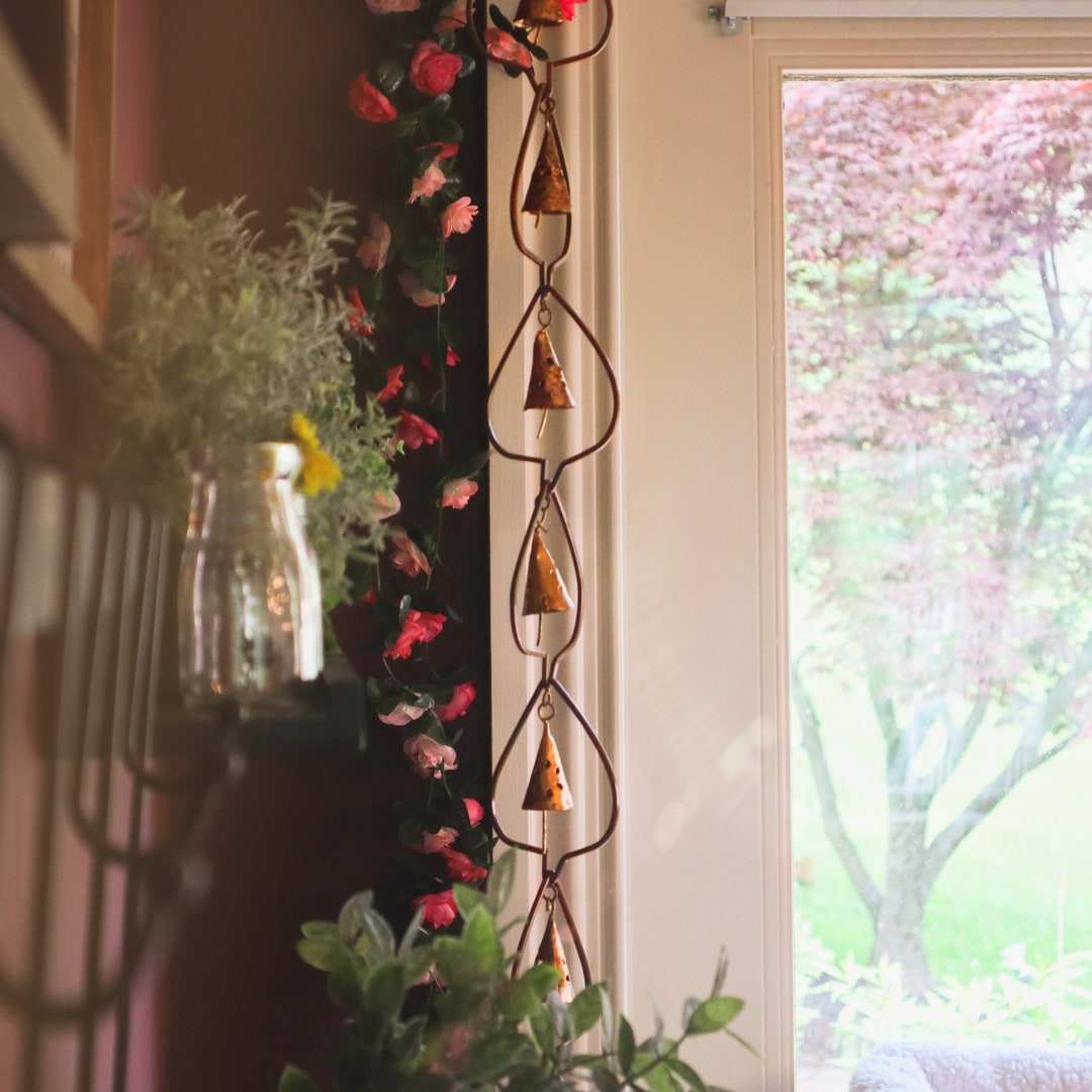 Aspen With Bell Rain Chain, Garden Rain Chain, Yard Art Decor, Gardener ...