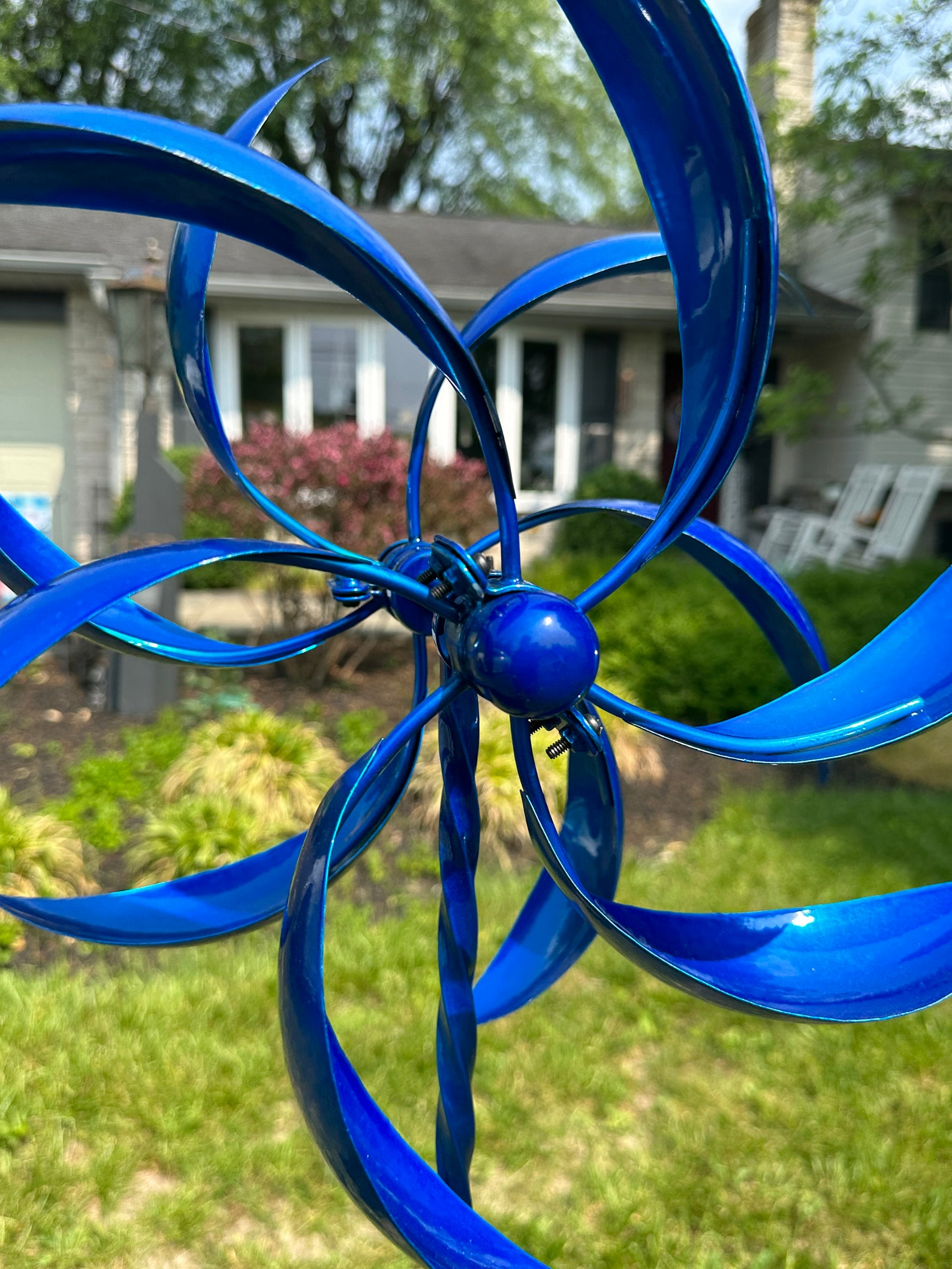 Blue Feather Wind Spinner 22", Garden Wind Spinner, Garden Decor, Yard ...