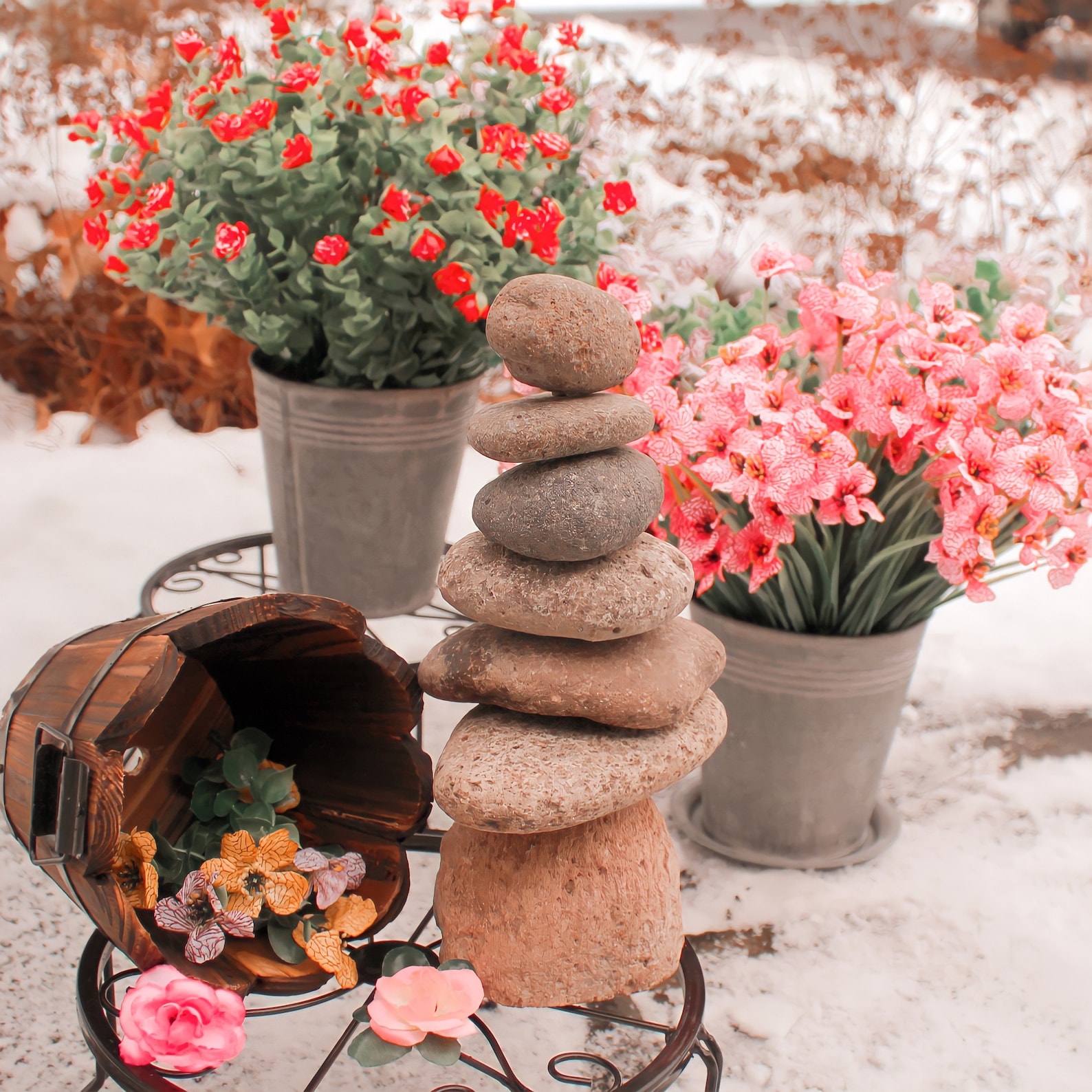 7-stone Cairn Garden Statue Stone Statues Garden Art - Etsy