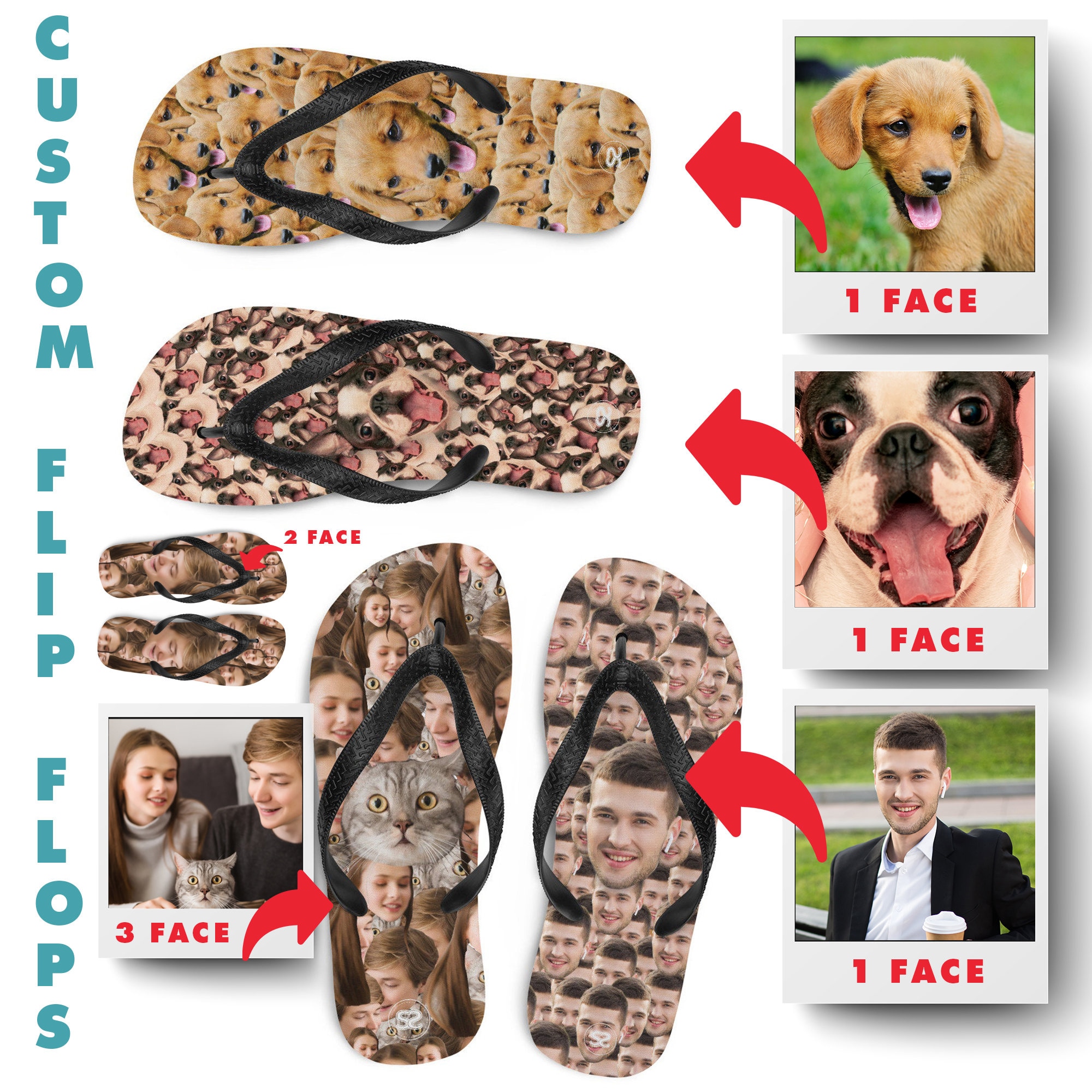 Personalized Flip Flops, Custom Photo Based Print Flipflops, Customized ...
