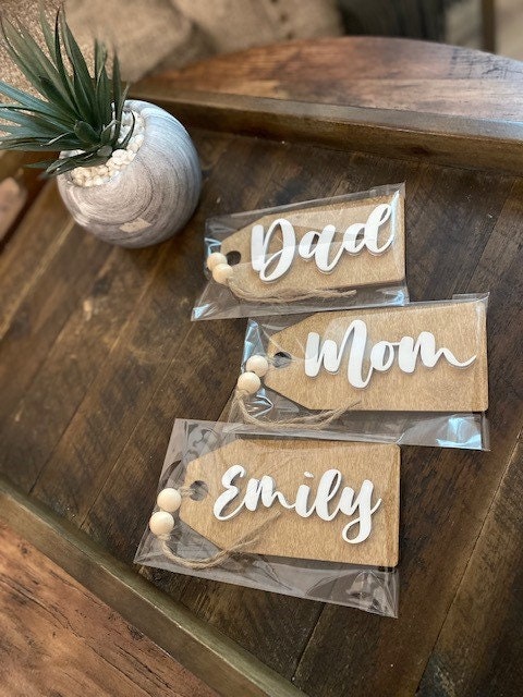 Beaded Wooden Name Tagstocking Name Tags Wooden Nametags - Etsy