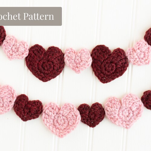 Heart Garland Crochet Pattern Valentines Day Decorations Etsy