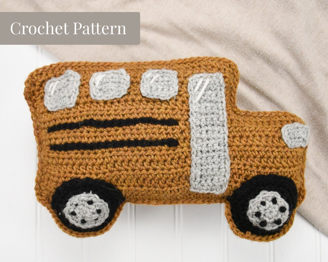 School Bus Plush Crochet Pattern Pillow Crochet Pattern Back - Etsy