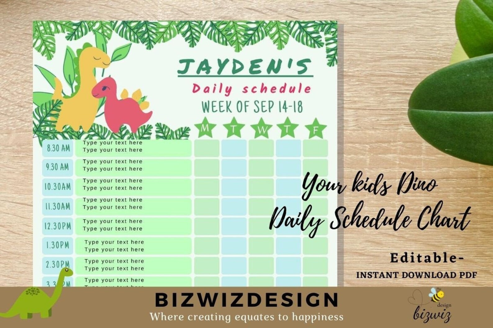 Editable Dinosaur Daily Schedule Kids Dinosaur Daily Planner - Etsy