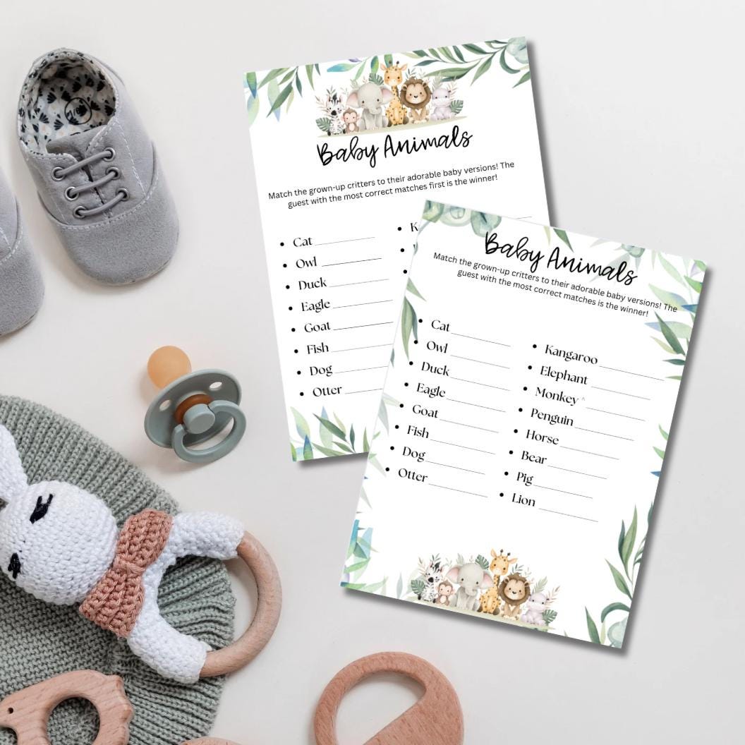 Baby Shower Game, Baby Animals Game - Etsy