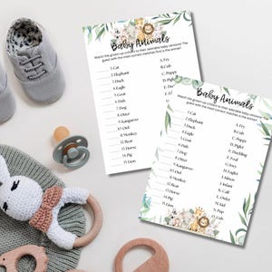 Baby Shower Game, Baby Animals Game - Etsy