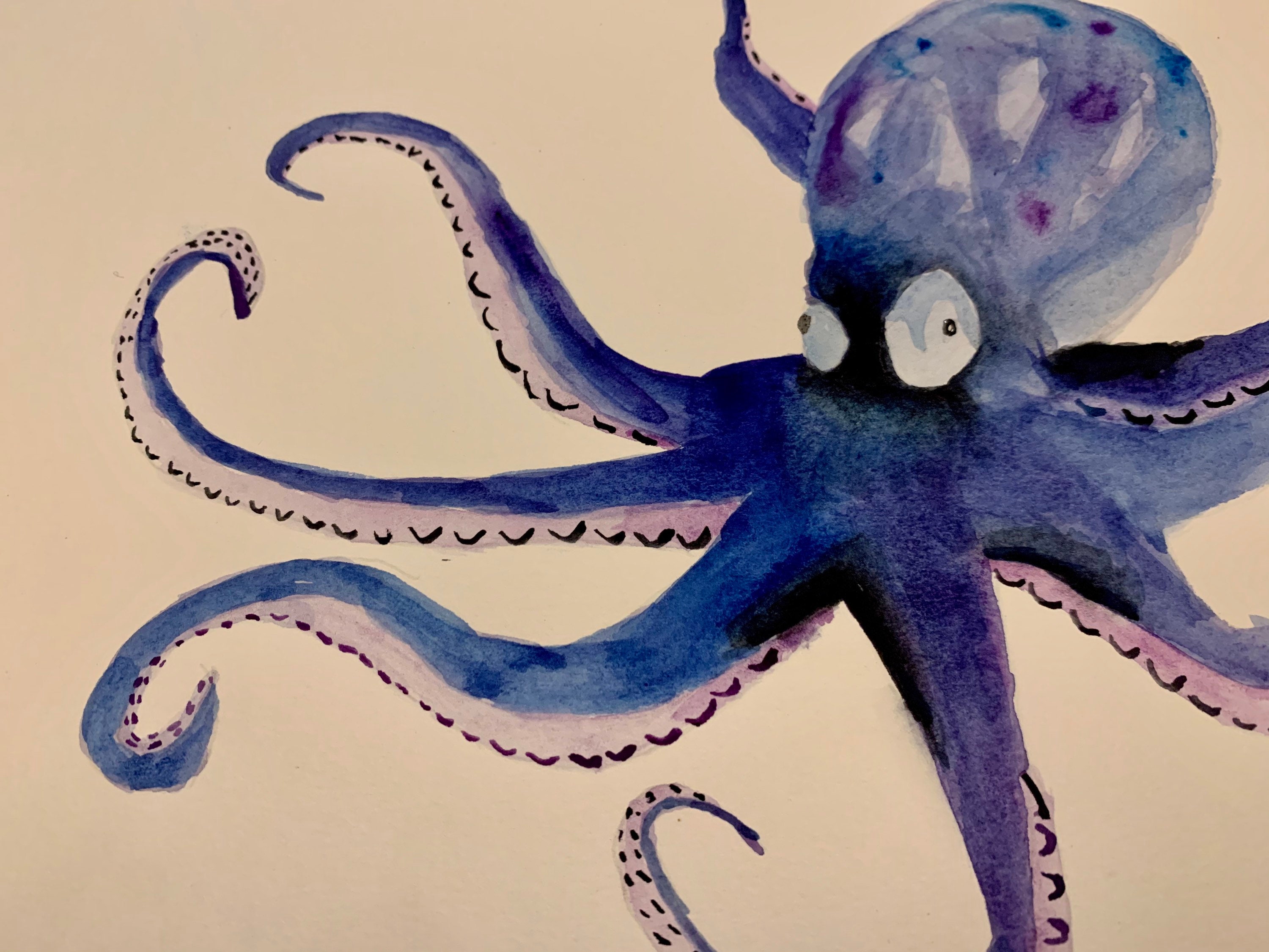 Blue and Purple Octopus in Watercolor - Etsy