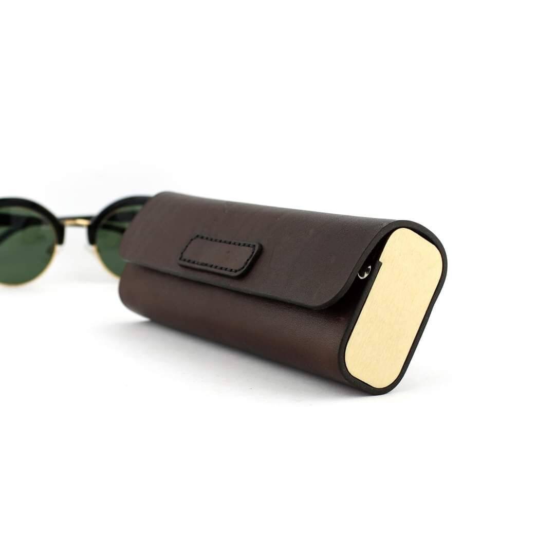 Leather Glass Case. From Natural Leather and Wood. - Etsy