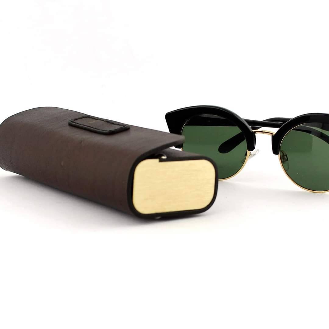 Leather Glass Case. From Natural Leather and Wood. - Etsy