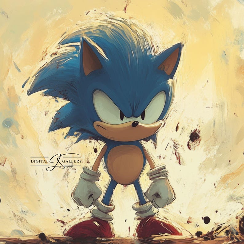 Retro Sonic the Hedgehog Digital Wall Art Download Vintage Print Gift ...