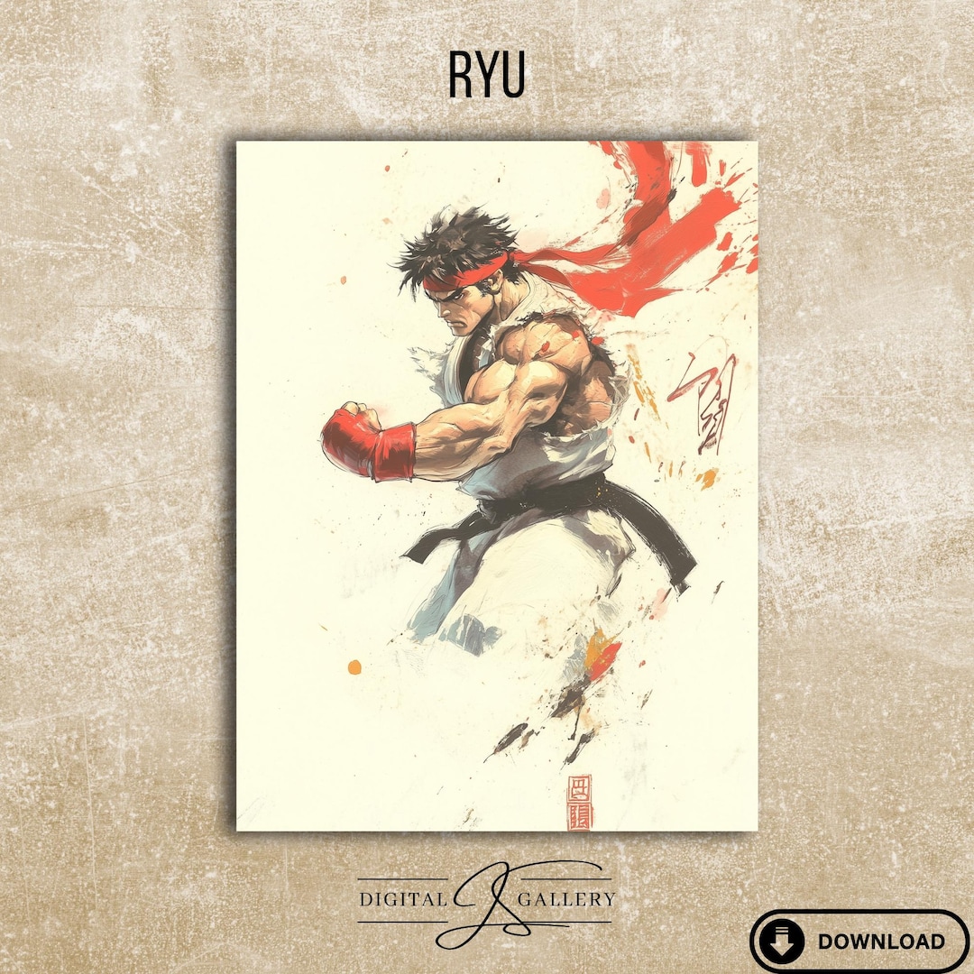 Ryu Fan Art Print Street Fighter Iconic Fighter Illustration Martial ...