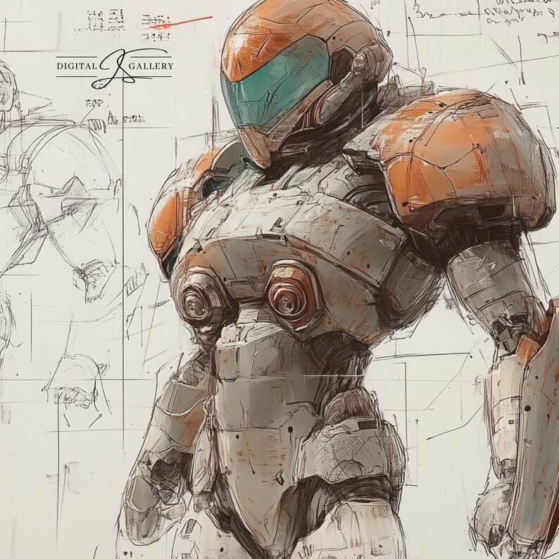 Metroid-inspired Armor Technical Drawing - High-quality Art Print ...