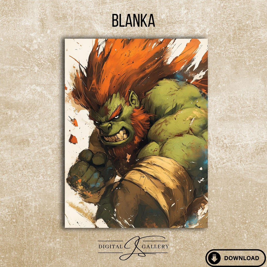 Blanka Street Fighter Fan Art Print - Vibrant Gaming Artwork, Video ...