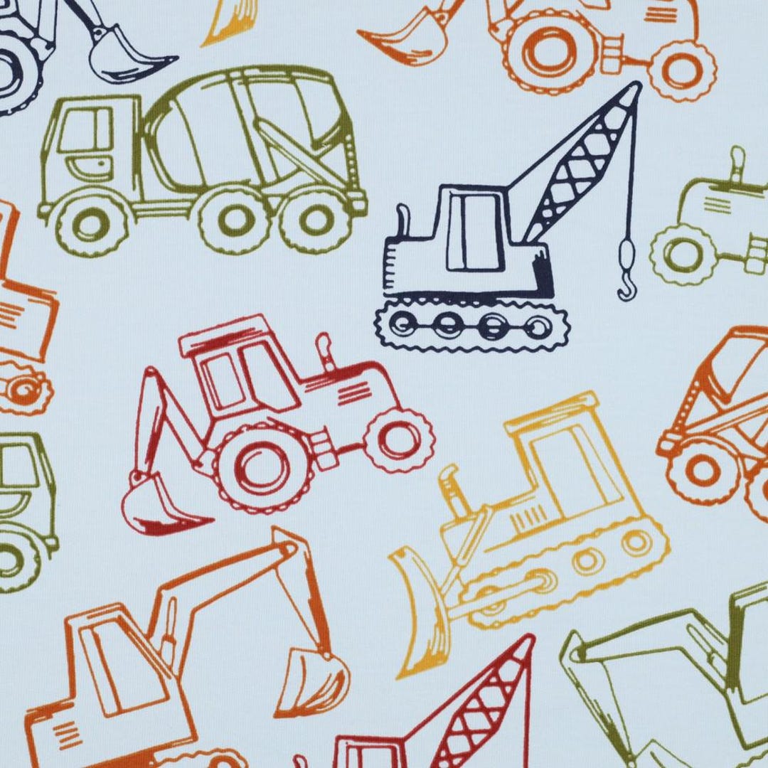 French Terry Work Vehicles - Light Blue, Construction Vehicles - Etsy