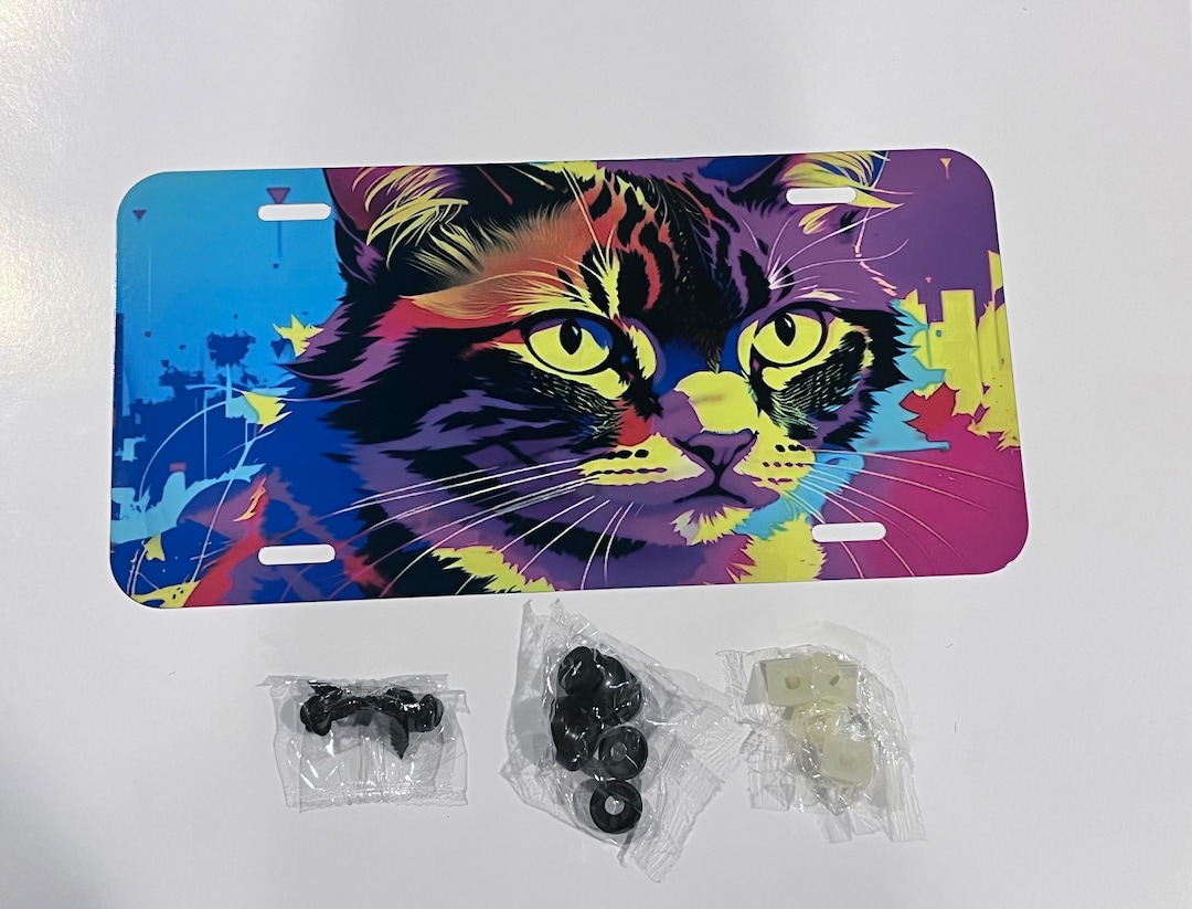 Aluminum License Plate - 6”x12”. Includes Hardware. Cat License Plate ...