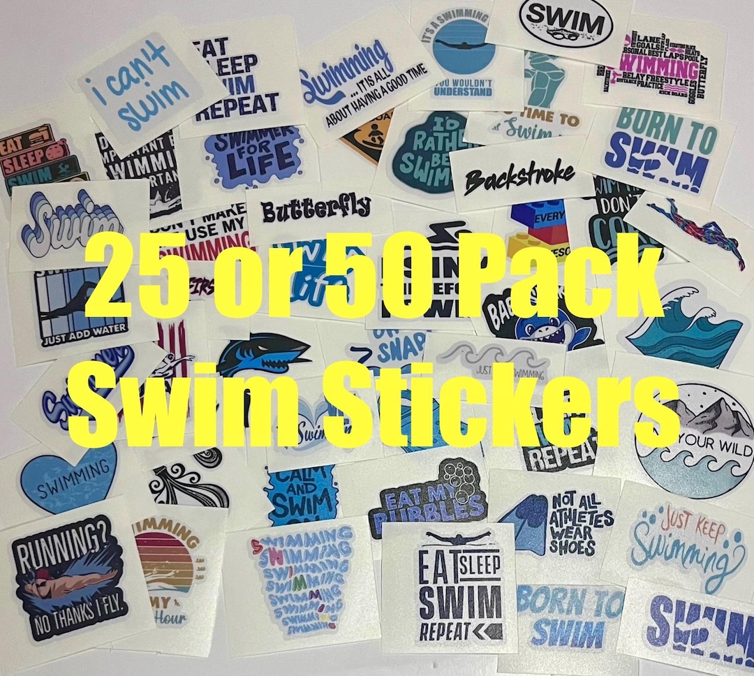 25 or 50 Pack of Swim Stickers. Swim Team Gift. Swim Meet Fundraiser ...