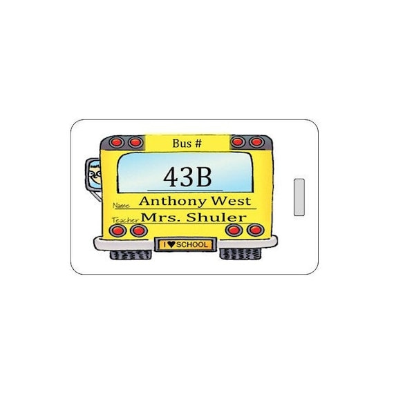 Back to School Bus Identification Bag Tag. Customizable. - Etsy