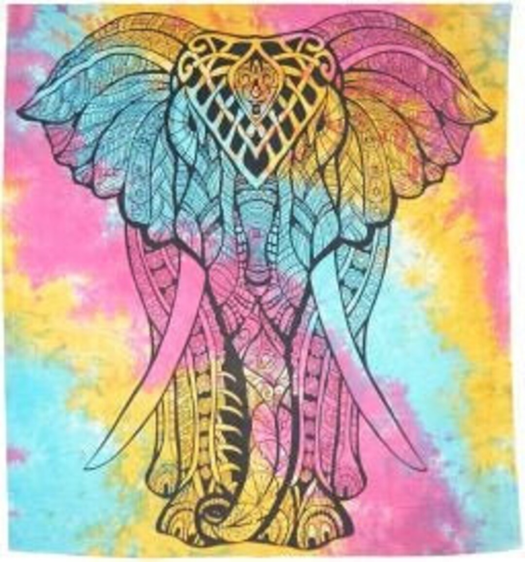 Tie Dye Elephant Full Size Tapestry Wall Hanging 84x96 - Etsy