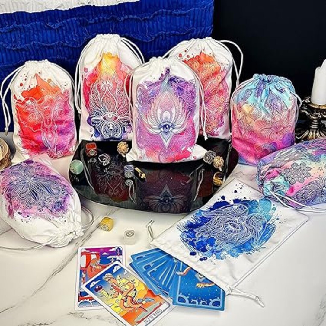 8 Piece Drawstring Tarot Card Bags Oracle Card Storage Bags Velvet ...